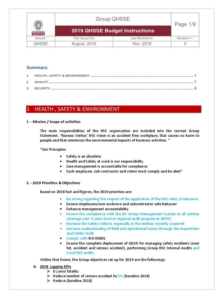 Schedule - QHSSE Guidelines - 2018 - V2 | PDF | Safety | Audit
