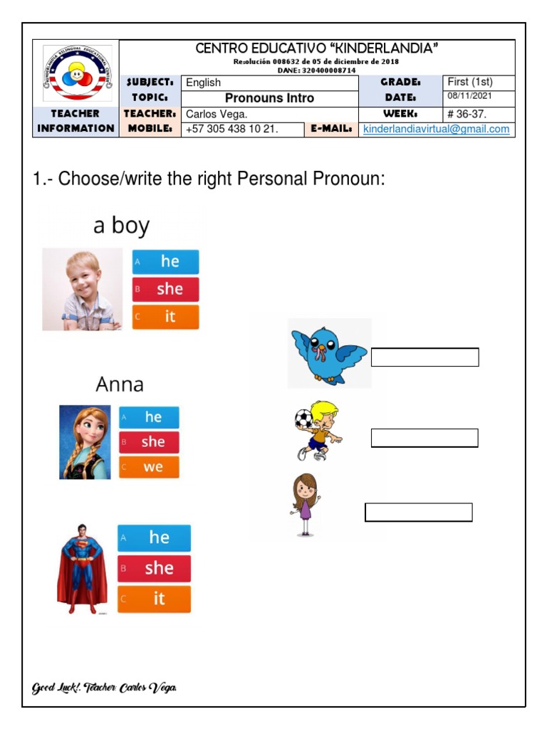 ENGLISH FIRST GRADE ACTIVITY Week # 36-37 | PDF