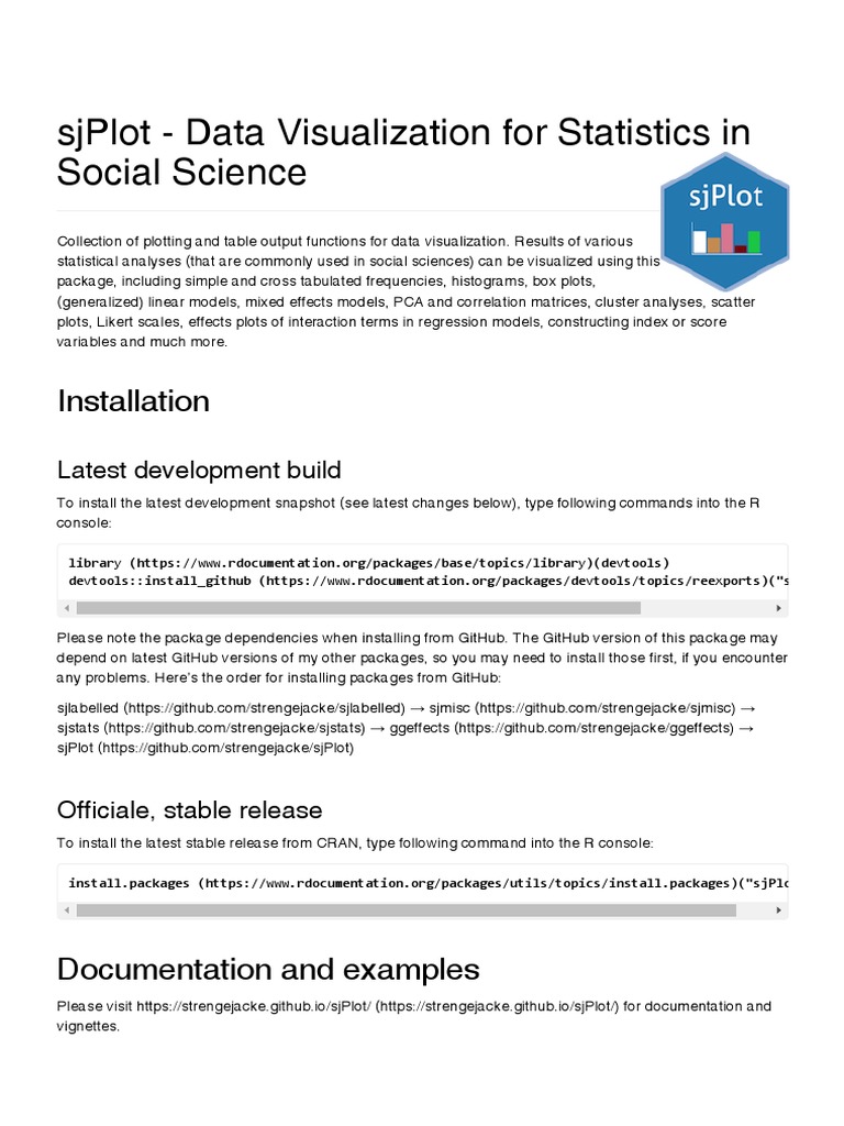 Data Visualization For Statistics in Social Science - SjPlot | PDF