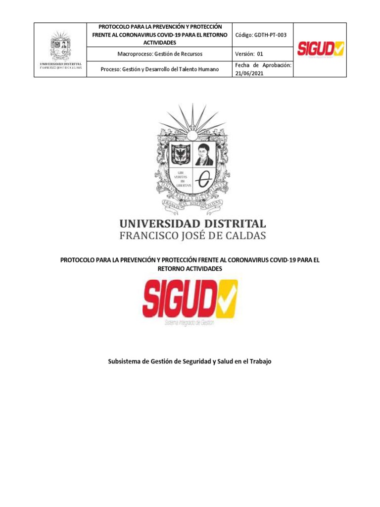Protocolo de Bio - Universidad.ad3e64 GDTH PT 003 | PDF | Laboratorios | Estado de emergencia
