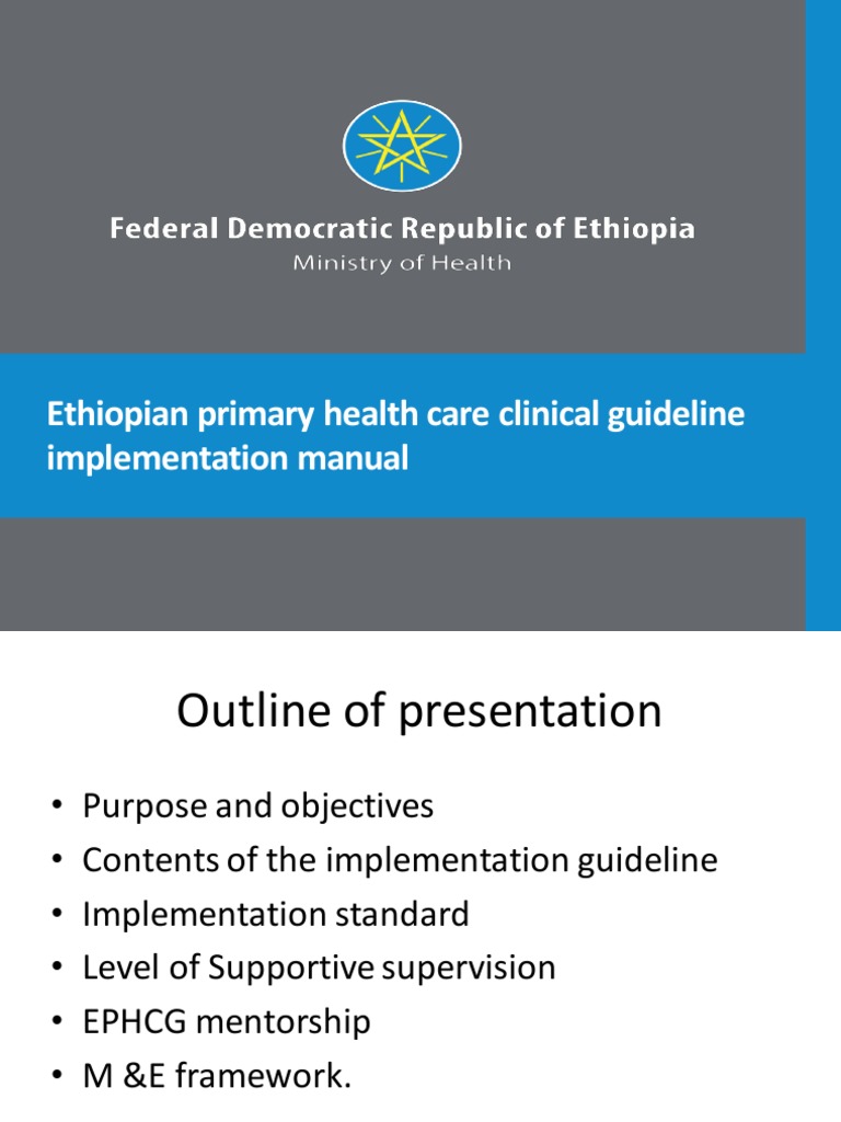 Ethiopian Primary Health Care Clinical Guideline Implementation Manual ...