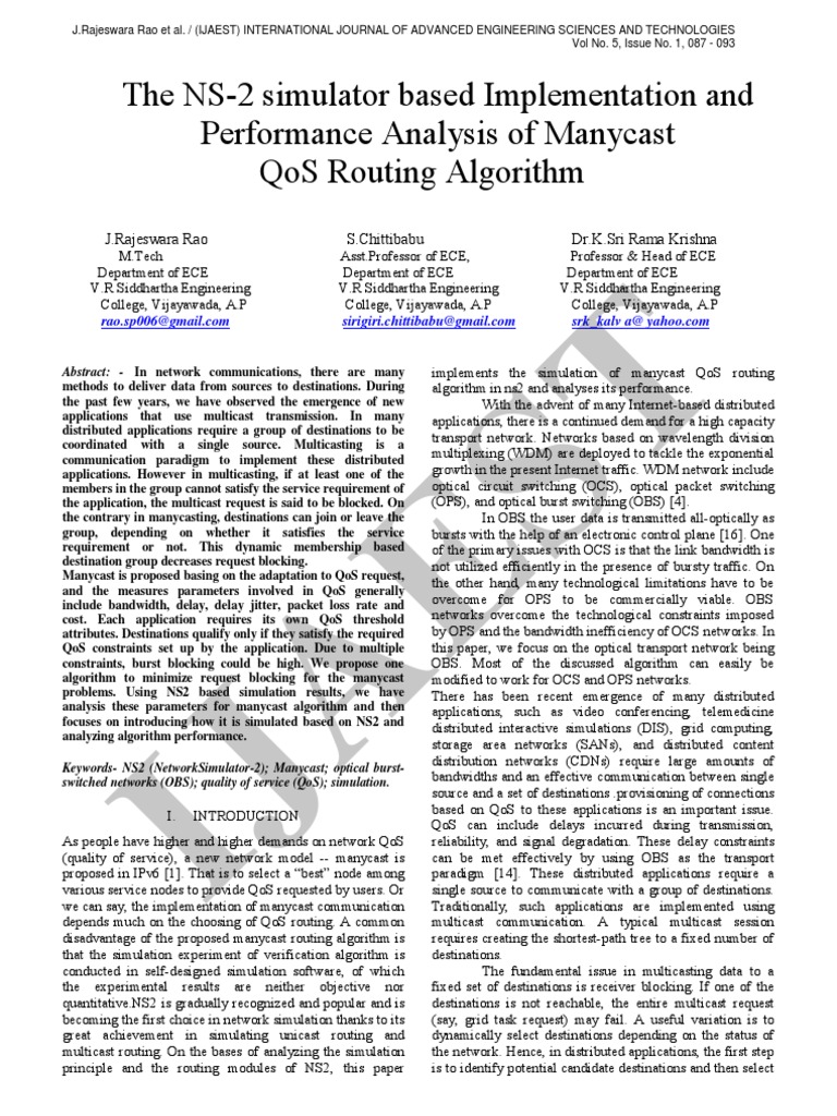 12ijaest Vol No 5 Issue No 1 The Ns 2 Simulator Based Implementation And Performance Analysis 