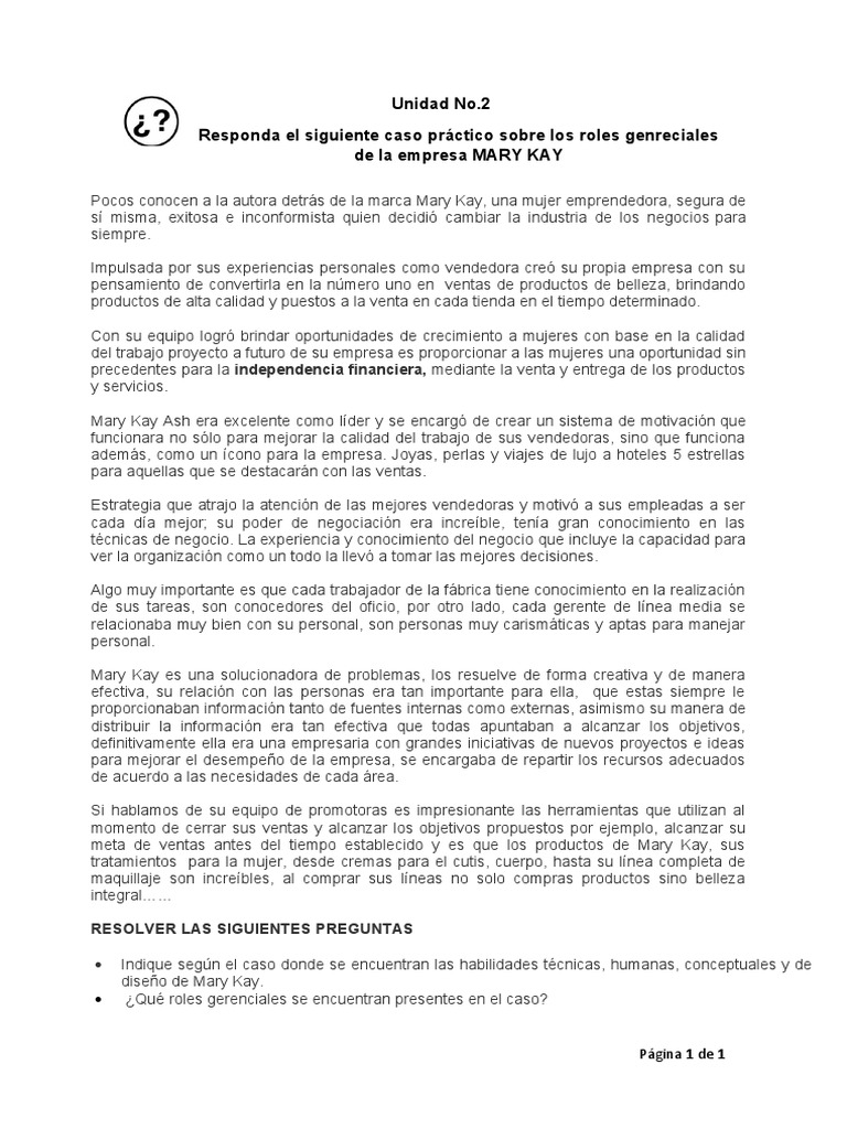 Practico de Mary Kay - Unidad No.2 | PDF | Economias | Business