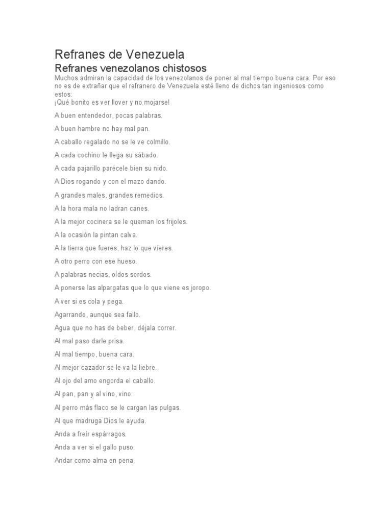 Refranes y Dichos Venezolanos Graciosos | PDF | Articulación | Músculo