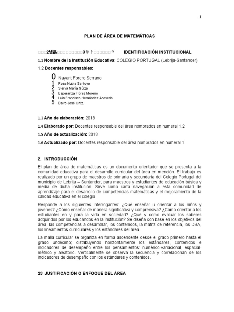 1 Plan Matematicas Pdf Grado Sexto Pdf Matemáticas Aprendizaje