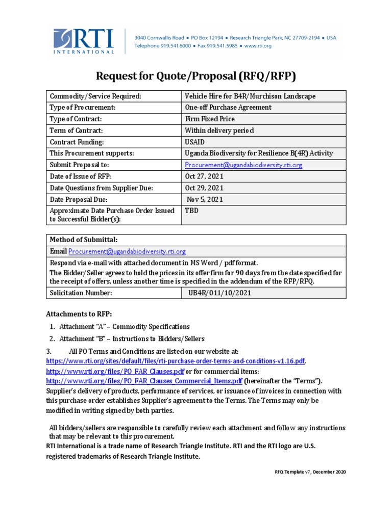 Request For Quote/Proposal (RFQ/RFP) : Method of Submittal | Download ...