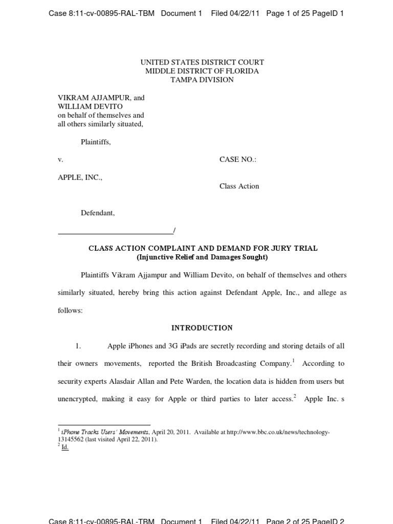 Class Action Complaint And Demand For Jury Trial (Injunctive Relief and Damages Sought)
