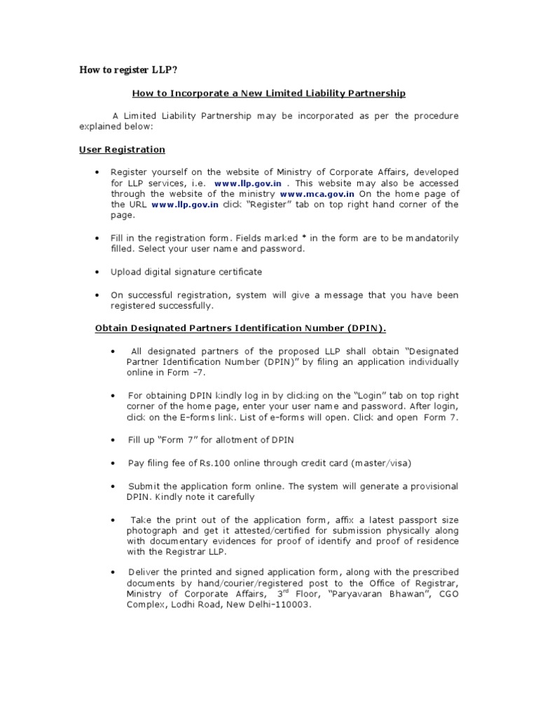How To Register LLP?: How To Incorporate A New Limited Liability ...