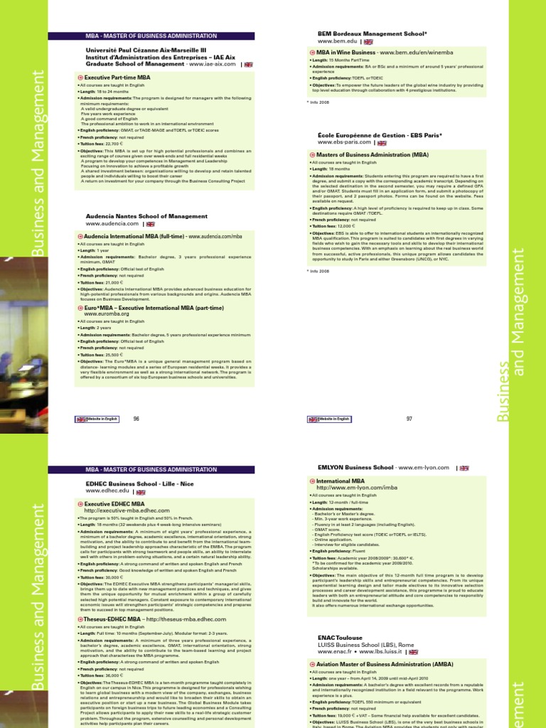 Executive Part-time MBA Overview | PDF | Master Of Business ...