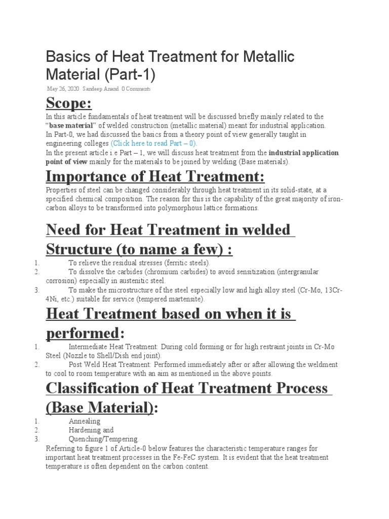 Heat Treatment Basics for Welding Materials | PDF | Annealing ...