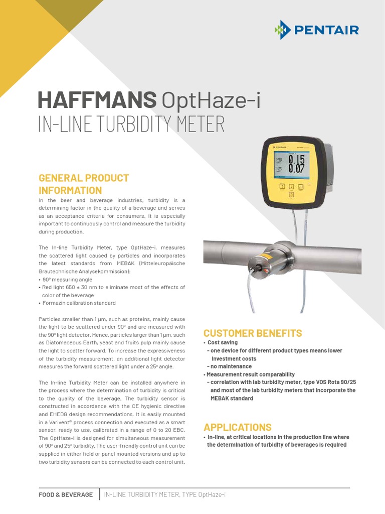 In Line Turbidity Meter Opthaze I Haffmans Leaflet v2052 en | PDF ...
