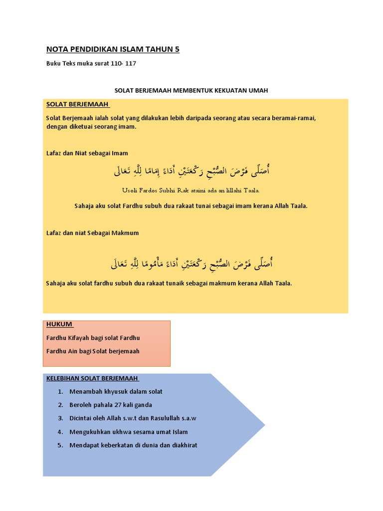 Nota Pendidikan Islam Tahun 5 | PDF