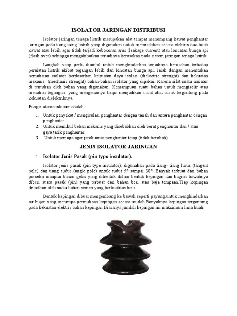 Fungsi dan Jenis Isolator Listrik | PDF | Griya & Taman