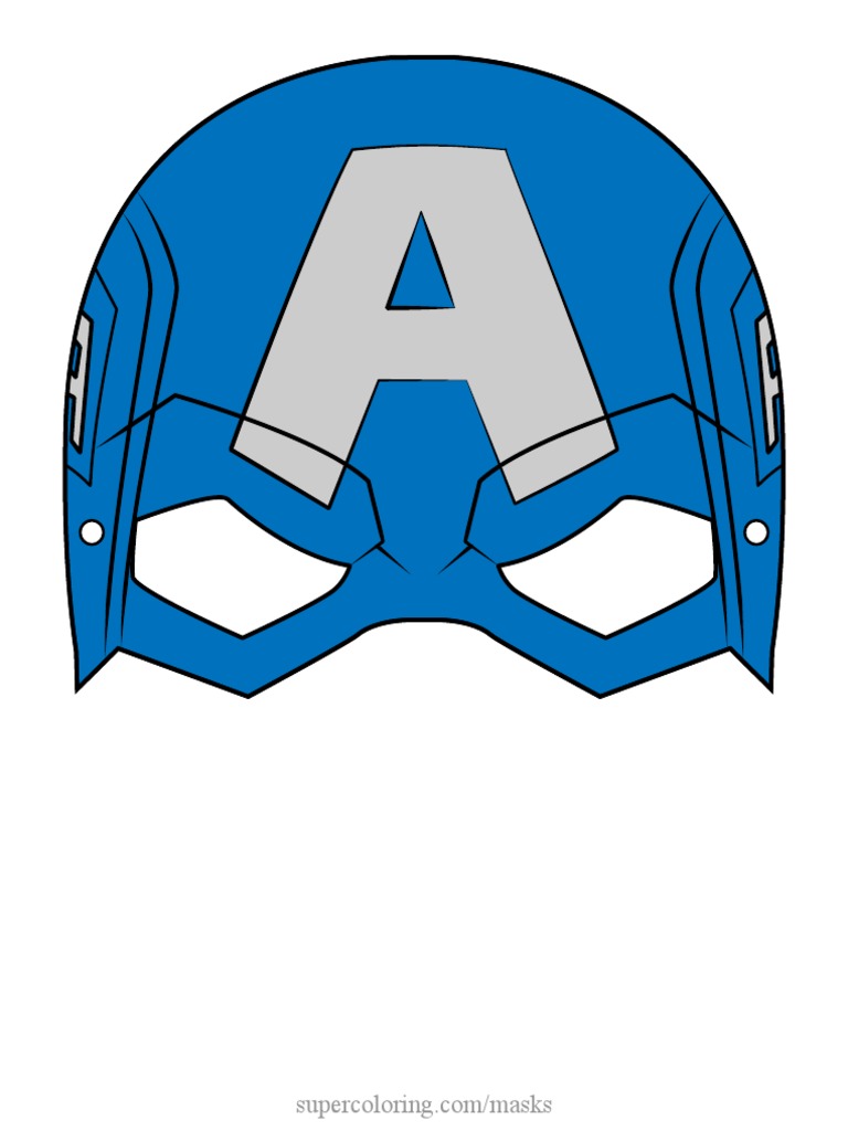 Captain America Mask Colored Template Paper Craft | PDF
