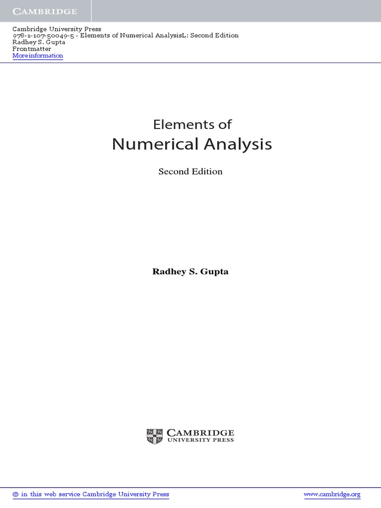 Elementsmark of Numerical Analysis of Numerical Analysis Second Edition Radhey S | PDF ...