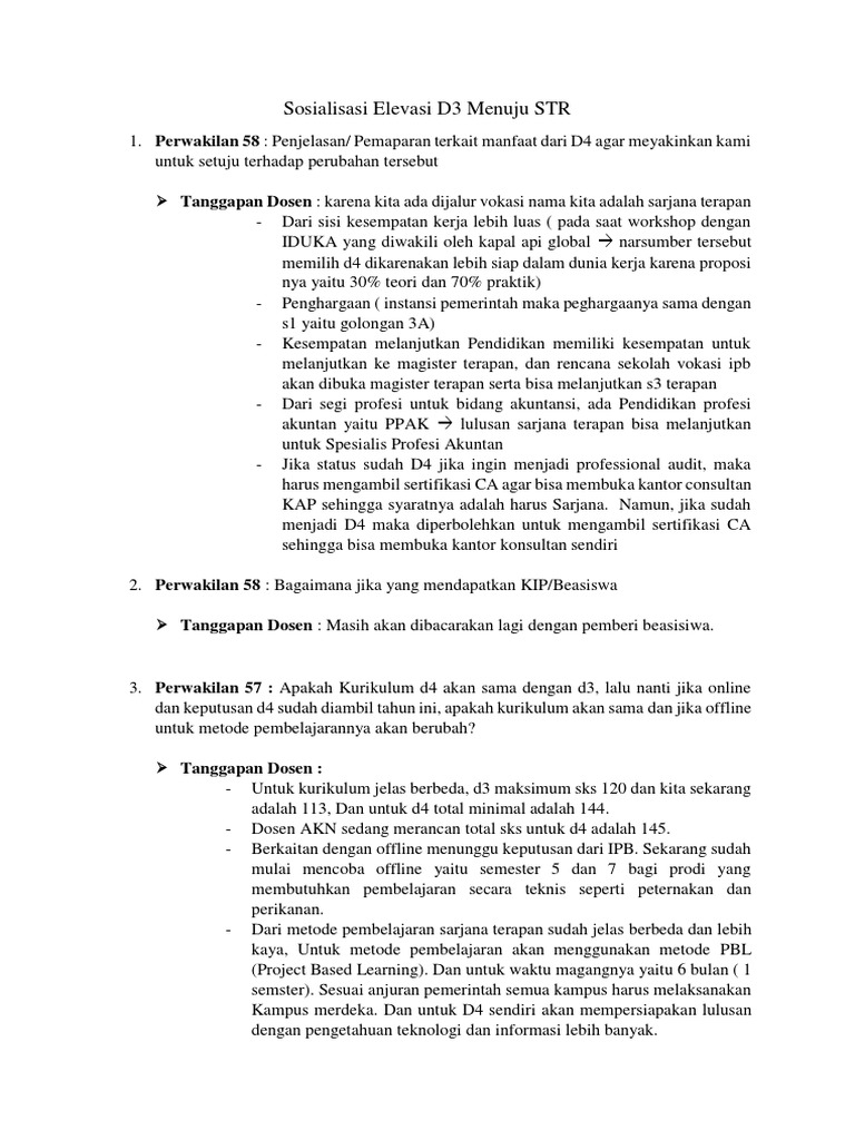 Notulen Elevasi D3 Ke D4 SV IPB | PDF