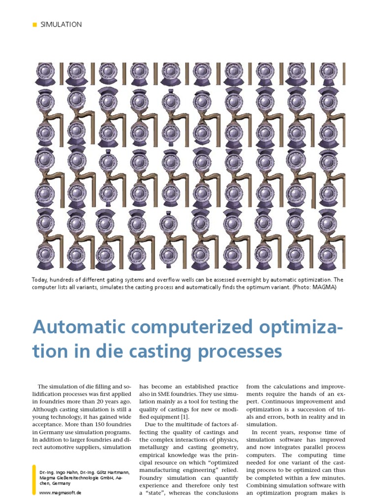 Automatic Computerized Optimization in Die Casting Prozess | PDF | Casting (Metalworking ...
