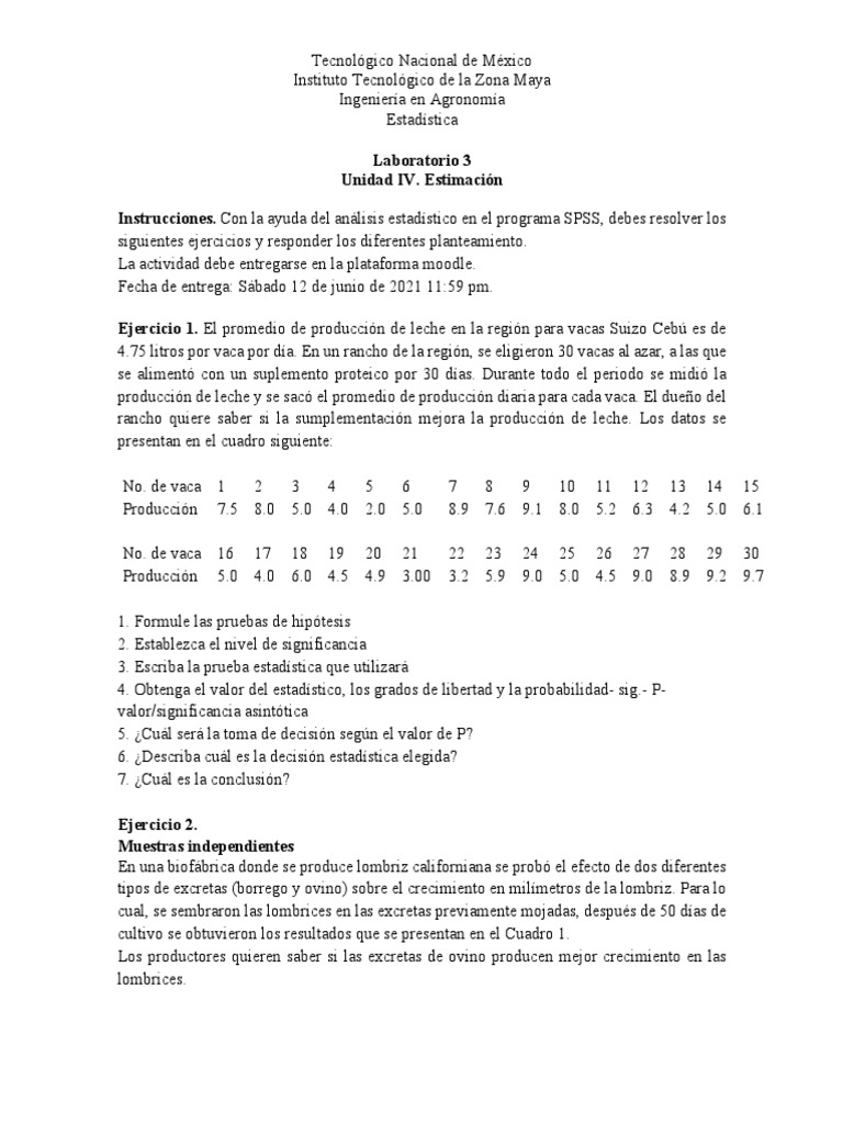 Unidad 4. Laboratorio 3. Test de Student | PDF | Estadísticas | Prueba ...