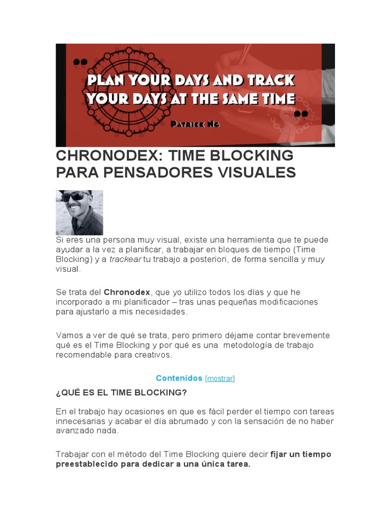 Chronodex: Time Blocking Visual para Creativos | PDF