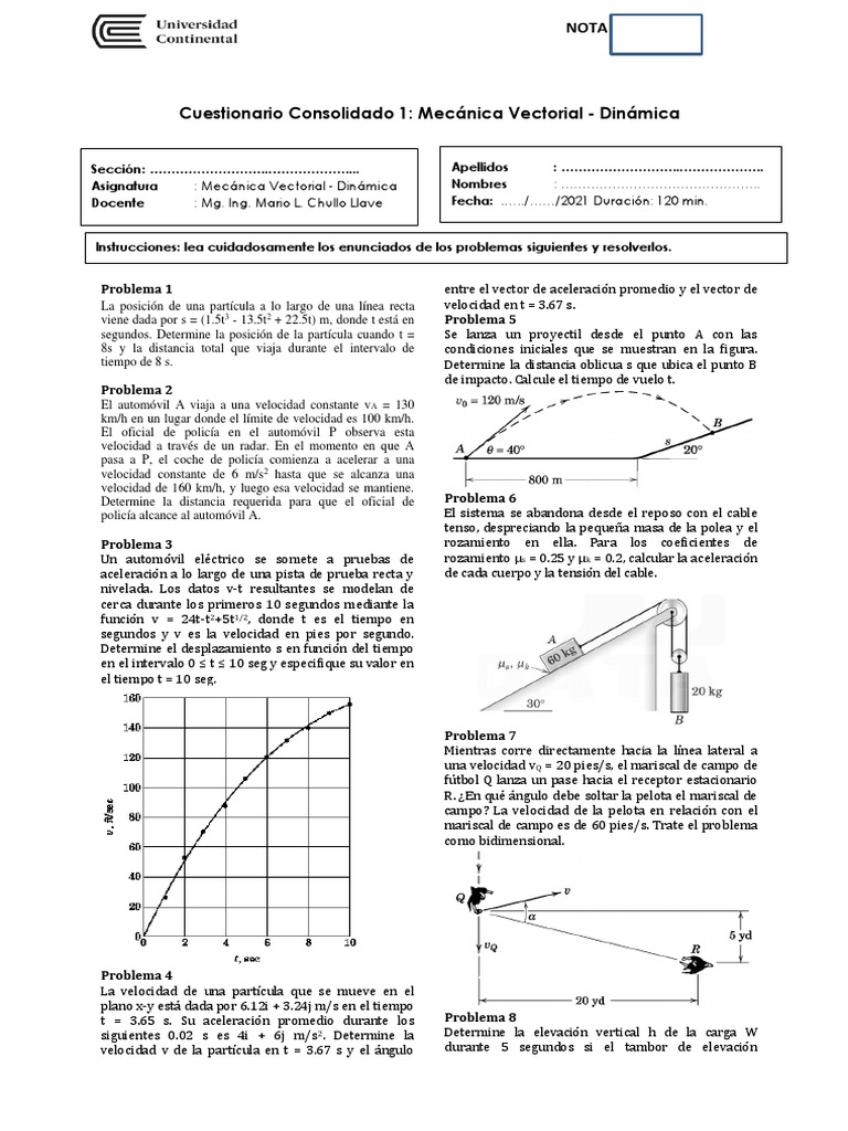 Prueba de Desarrollo I Mecanica Vectorial Dinamica Rev | PDF | Velocidad | Fricción