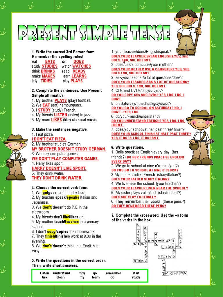 Lista de Exercícios - Simple Present - ANSWER-KEY | PDF | Grammar ...