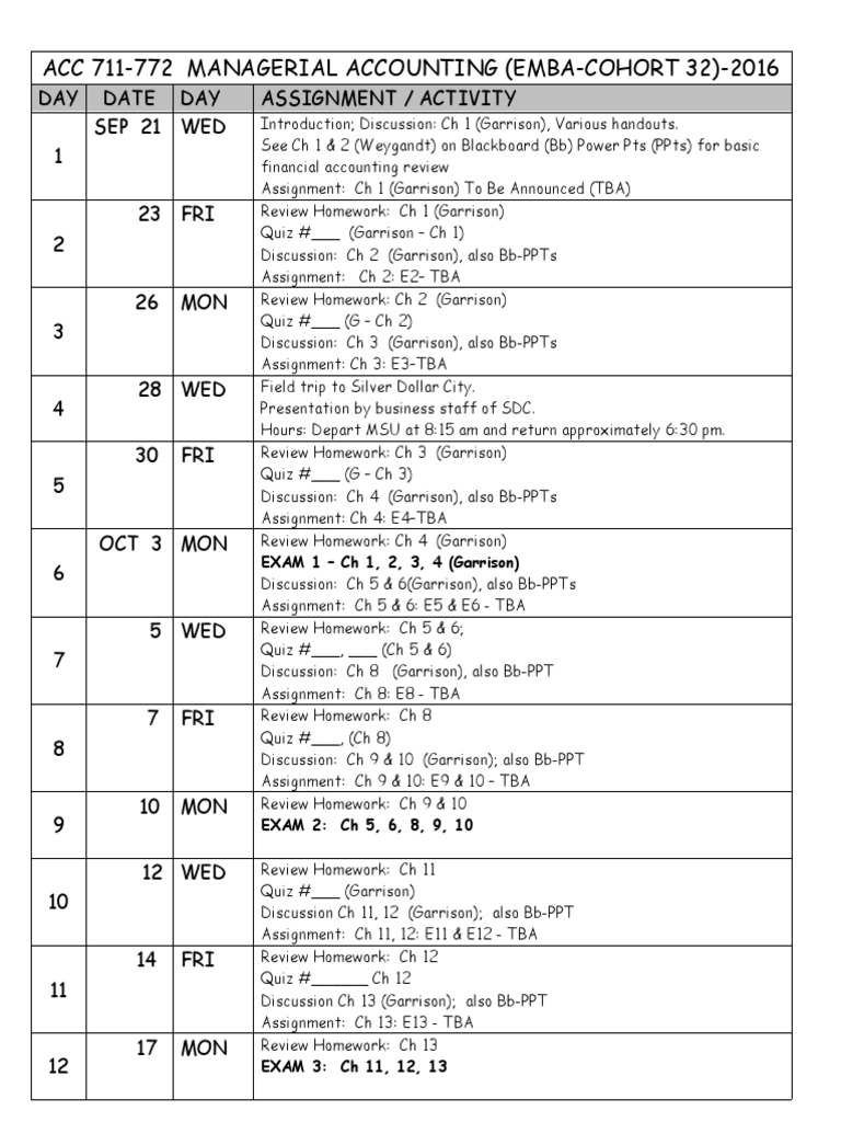 711 EMBA Class Schedule & Policy Stat COHORT 32 - 2016 | PDF ...
