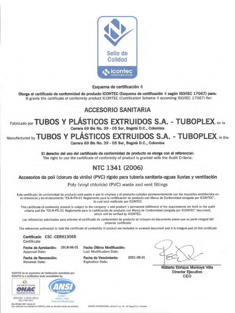 Certificado de Calidad de La Tubería | PDF