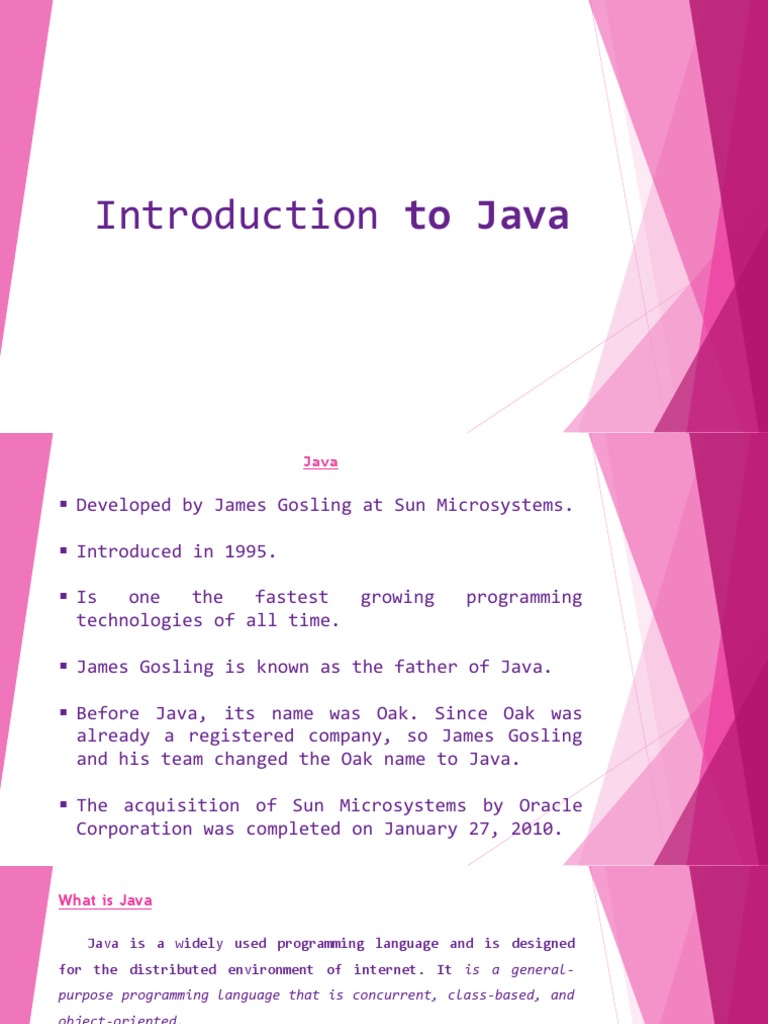 Introduction To Java | PDF | Java (Programming Language) | Java Virtual ...