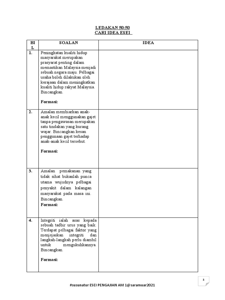 Latihan Xpress Esei Sem 1 (Ledakan 50) | PDF