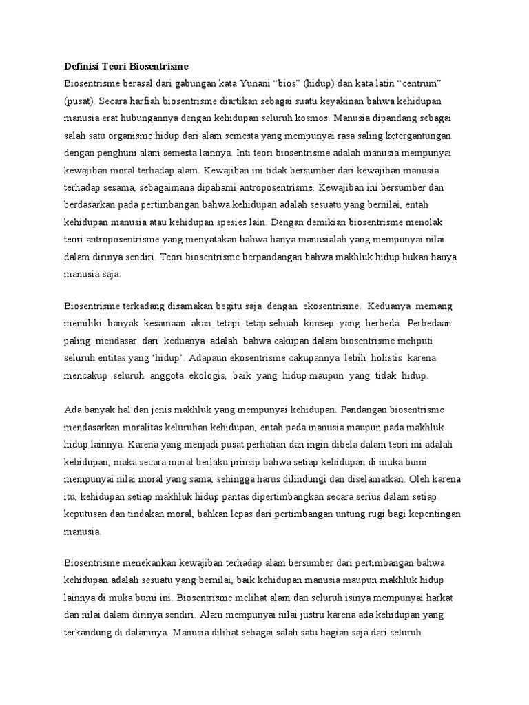 BIOSENTRISME | PDF