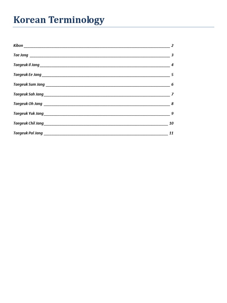 Korean Martial Arts Terminology | PDF | Taekwondo | Combat Sports