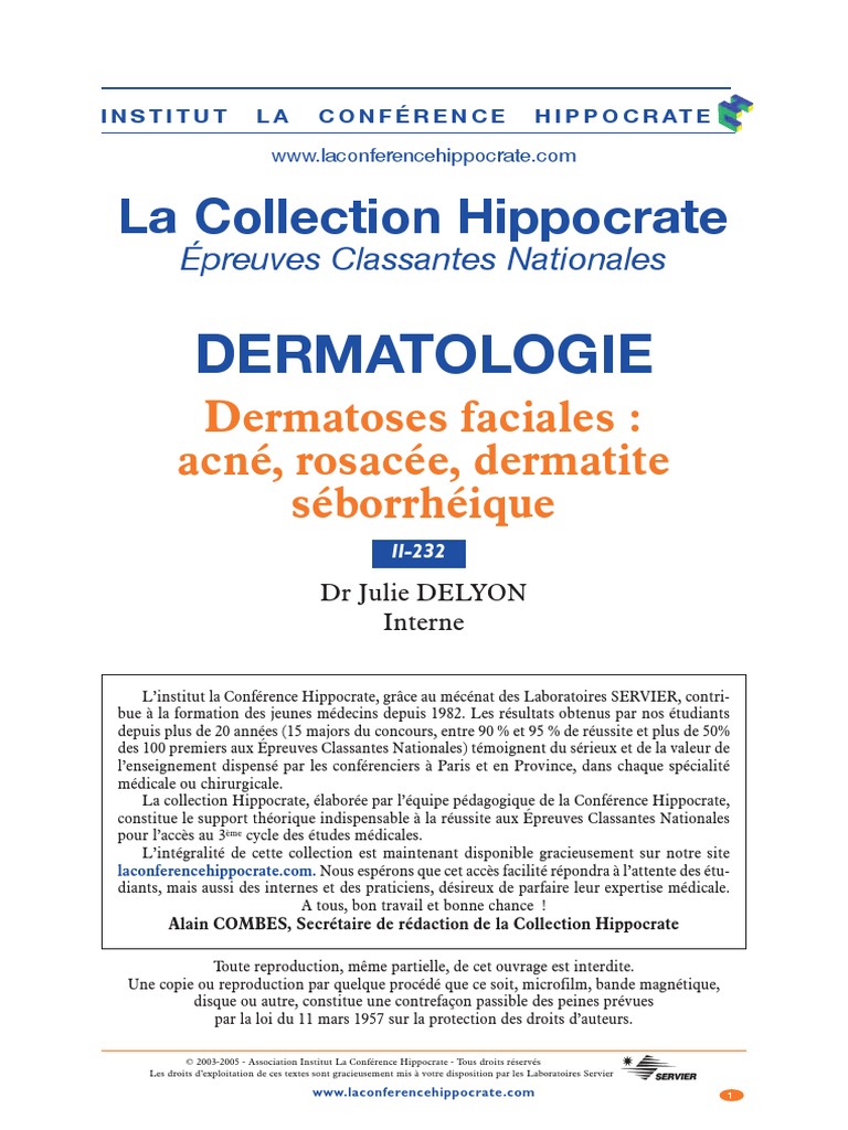 II-232-Dermatoses Faciales Acné, Rosacée, Dermatite Séborrhéique | PDF ...