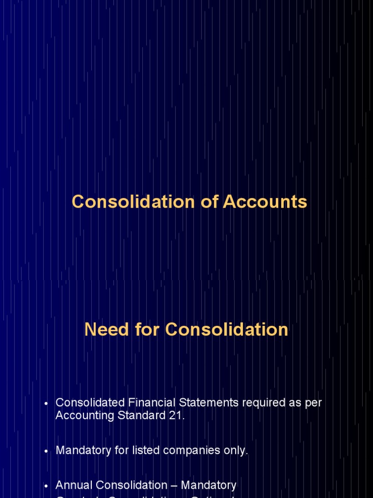 Consolidation of Accounts | PDF | Consolidation (Business) | Dividend