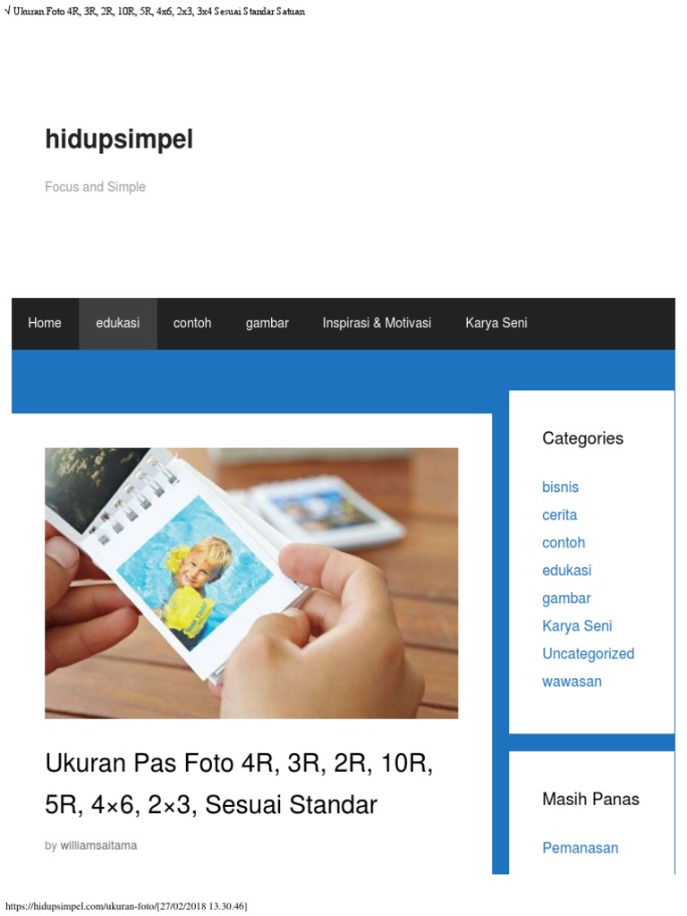 Ukuran Foto 4R, 3R, 2R, 10R, 5R, 4x6, 2x3, 3x4 Sesuai Standar Satuan | PDF
