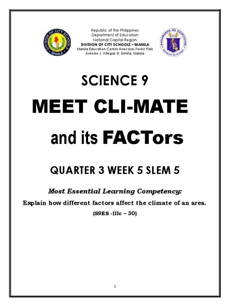 G9 Q3 ES WEEK 5 Factors Affecting Climate 1 | PDF | Climate Change ...