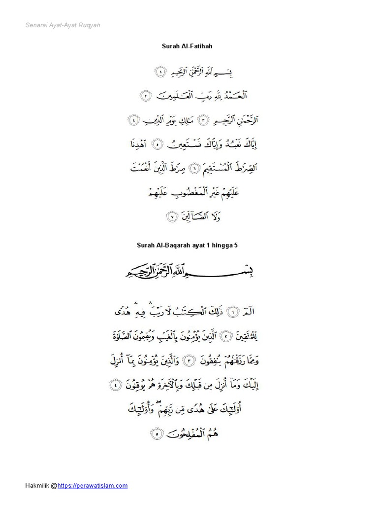 Senarai Ayat Ayat Ruqyah Pdf