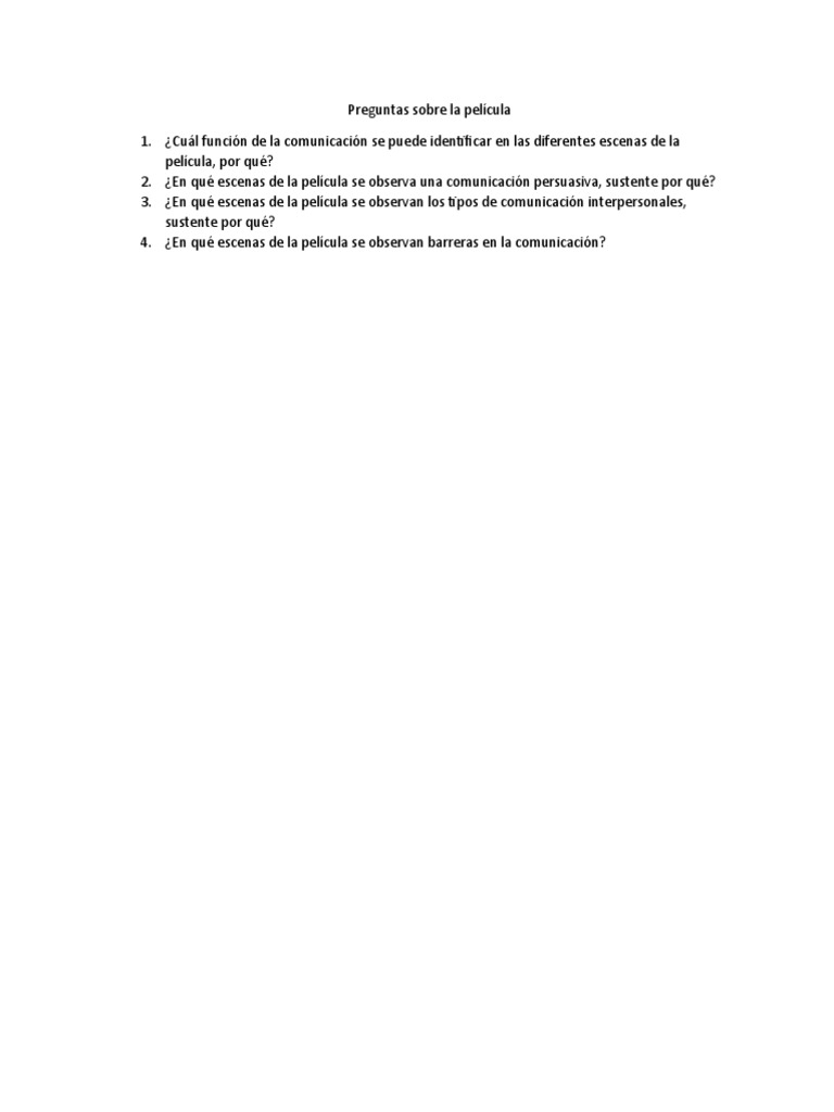 Preguntas Sobre La Película | PDF
