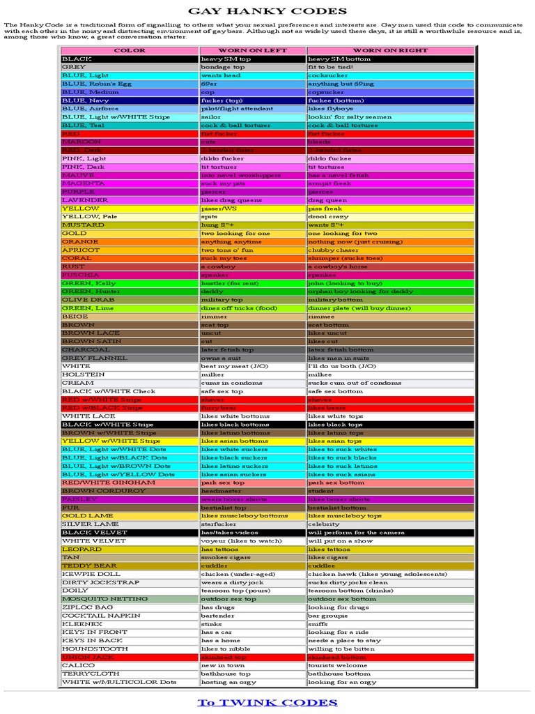 Gay Hanky Codes | Download Free PDF | Color | Graphic Design