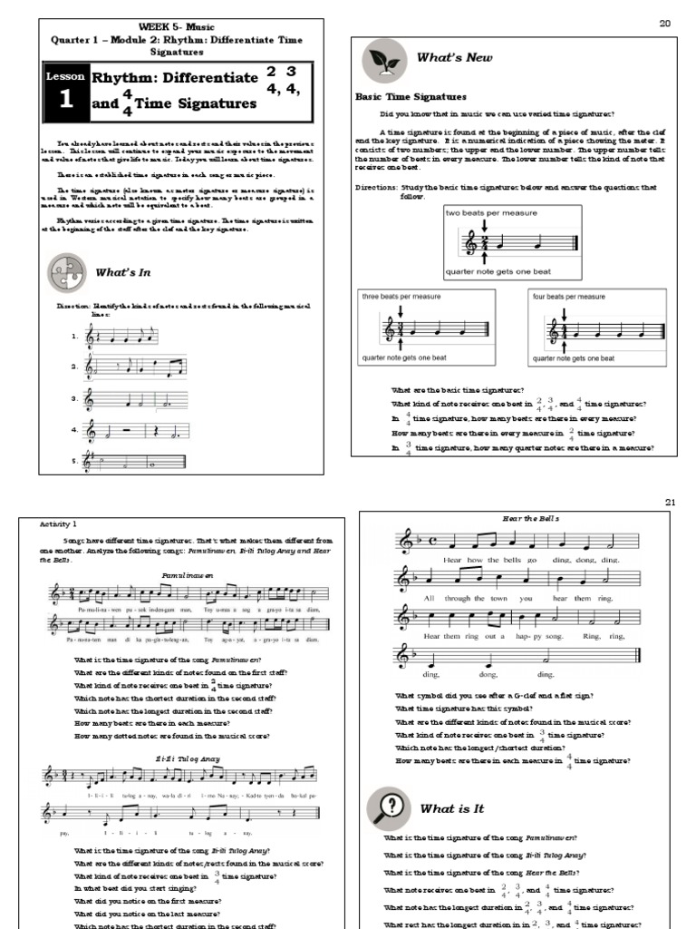 Q1-Week 5-Music 6 Lesson 1 and 21 | PDF | Rhythm | Musical Forms