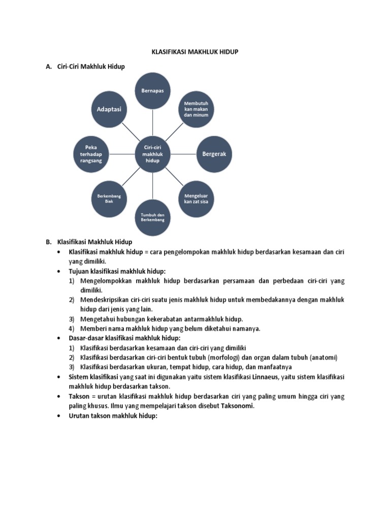 Klasifikasi dan Ciri Makhluk Hidup | PDF | Sains & Matematika