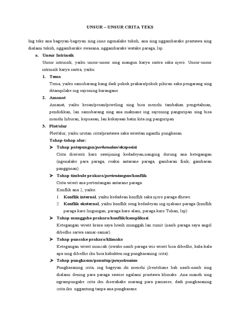 Unsur Crita Teks | PDF | Filsafat