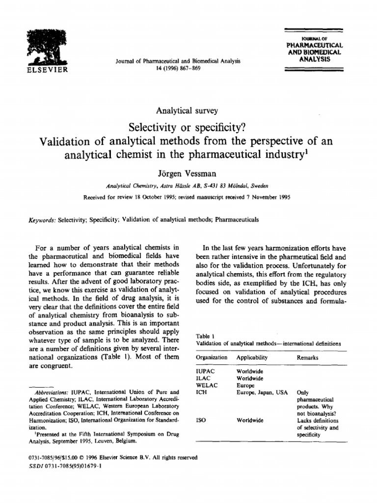 Selectivity or Specificity - Perspective of Analytical Chemist in The ...