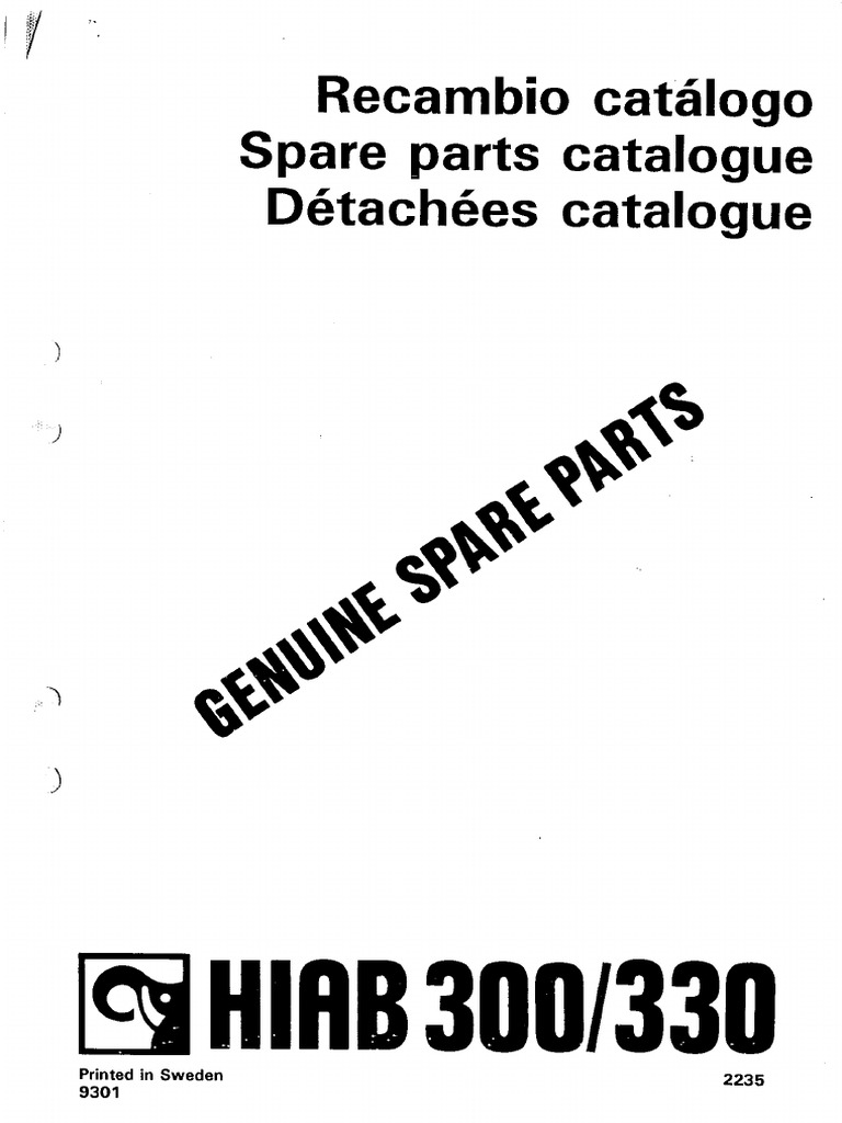 Hiab Loader Crane 300 and 330 Parts Catalogue | PDF