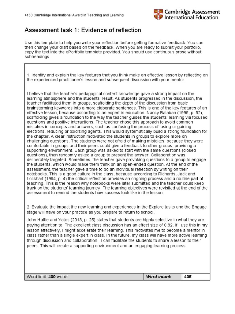 Effective Teaching Reflection Guide | PDF | Teachers ...