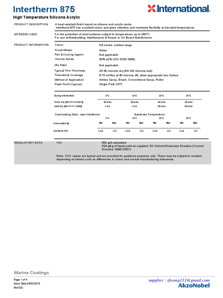 Intertherm 875 High Temperature Silicone Acrylic (Findotek) | PDF ...