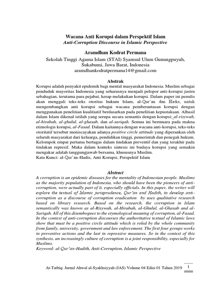Wacana Anti Korupsi Dalam Perspektif Islam | PDF
