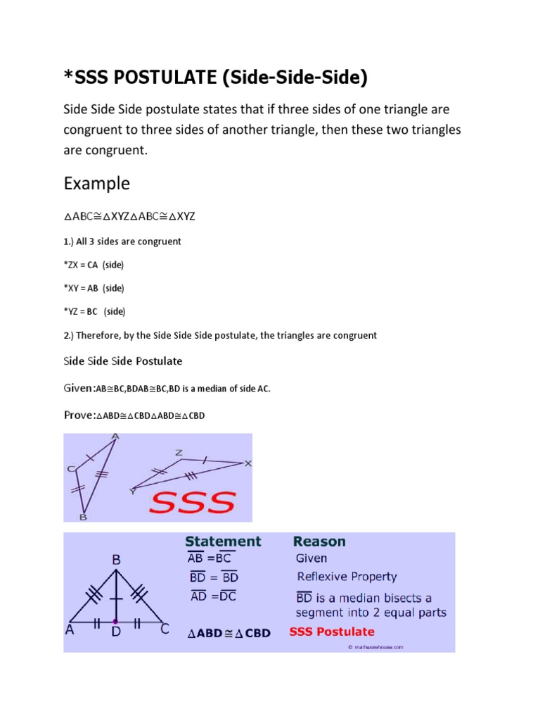 Example Sss Postulate Side Side Side Pdf Triangle Mathematics