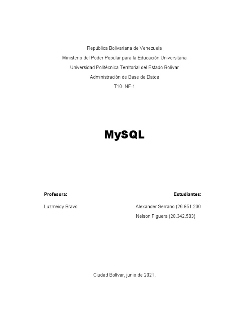 Mysql | PDF | Mi sql | SQL