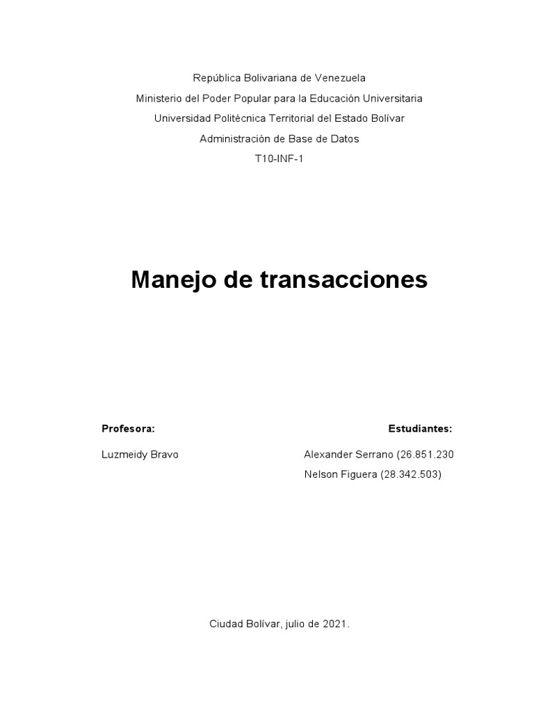 Trans Acci Ones | PDF | SQL | Bases de datos