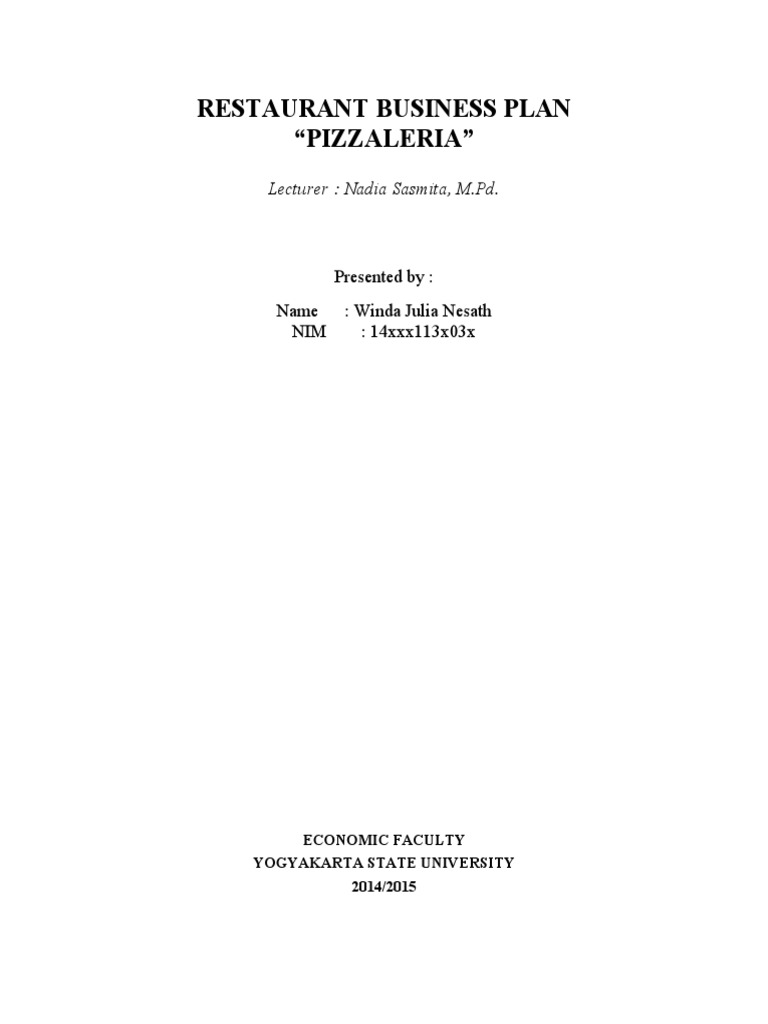 Proposal RESTAURANT BUSINESS PLAN | PDF | Menu | Pizza